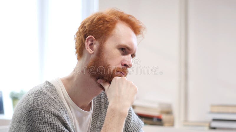 Man Sitting Anf Thinking at Work, Pensive Stock Photo - Image of ...