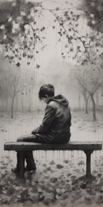 Man Sitting Bench Rain Stock Illustrations – 139 Man Sitting Bench Rain ...