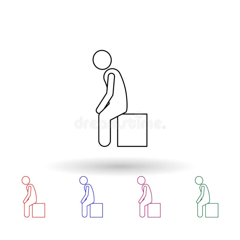 Man Is Sitting On A Box Multi Color Icon. Simple Thin Line, Outline ... Man Is Sitting On A Box Multi Color Icon. Simple Thin Line, Outline ...