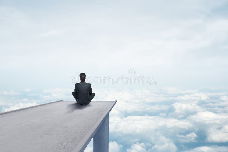 Man sitting on bridge stock image. Image of cloud, peaceful - 35814761