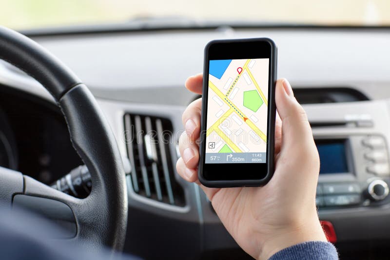 Smartphone with GPS and a Map Stock Photo - Image of display ...