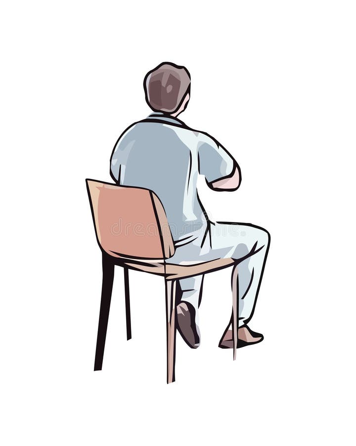 Man Sitting in Chair Back View Stock Vector - Illustration of work ...