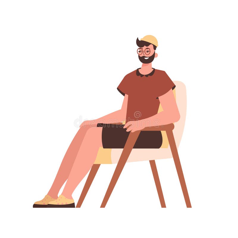 The Man is Sitting in a Chair. Character with a Modern Style. Stock ...