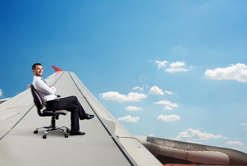 Man Sitting on Chair and Flying Stock Photo - Image of adventure, away ...