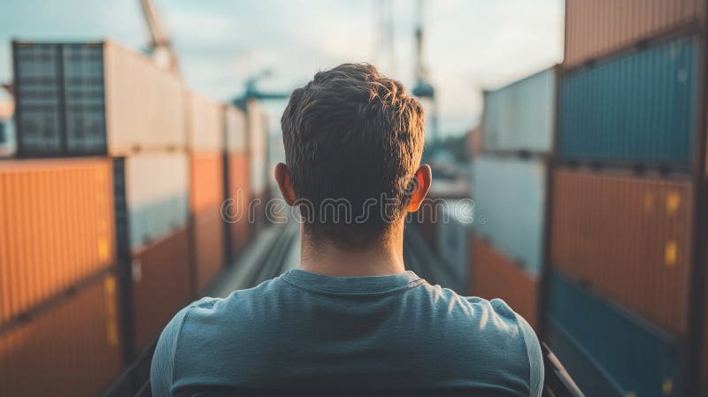 Stack of Containers Cargo Ship in a Port, Nautical Transport ...