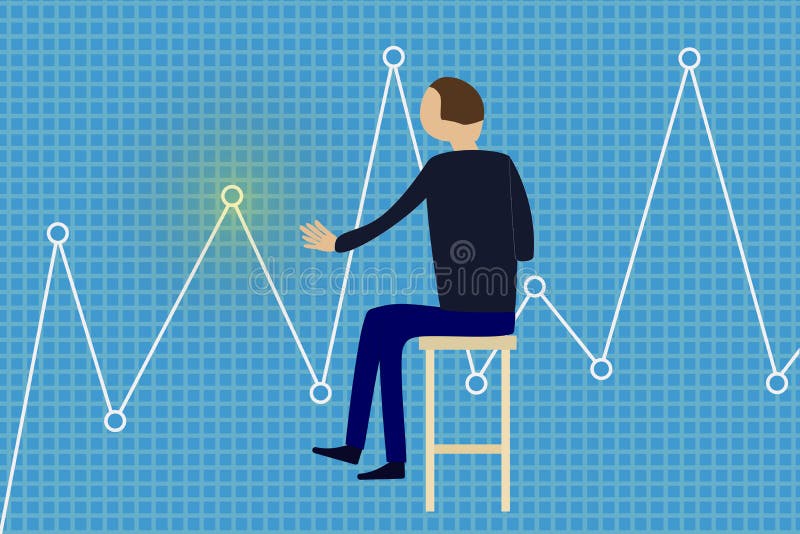 Man Sitting on a Chair Observing a Graph Stock Vector - Illustration of ...