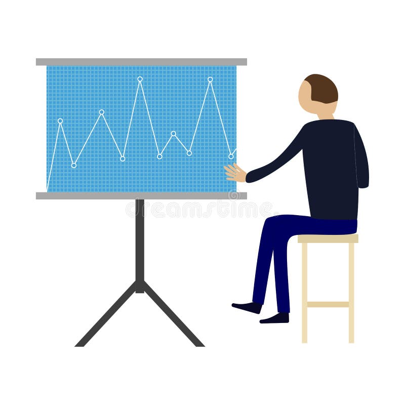 Man Sitting on a Chair and Studying a Graph Stock Vector - Illustration ...