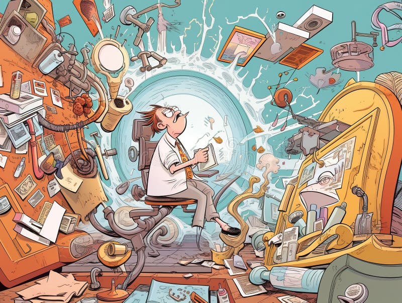 A Man Sitting in a Chair Surrounded by Clutter. AI Generative Image ...