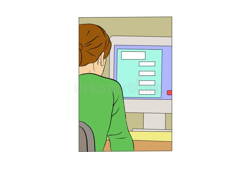 Man Sitting at the Computer Stock Vector - Illustration of character ...