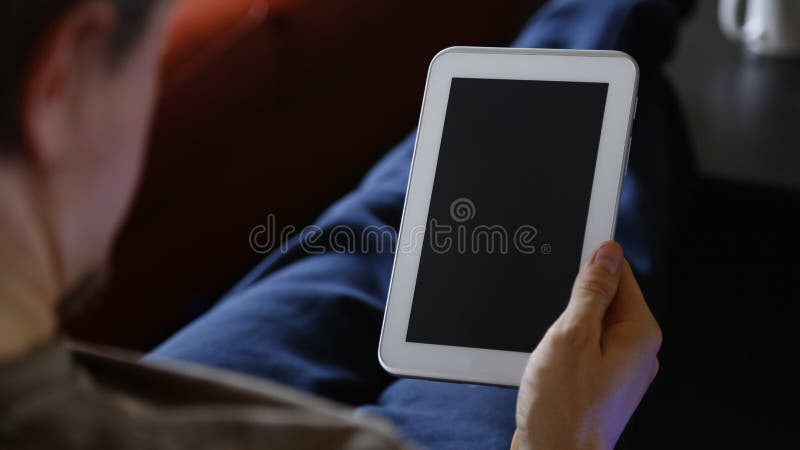 Man Sitting Using Blank Tablet Stock Photo - Image of sitting, modern ...