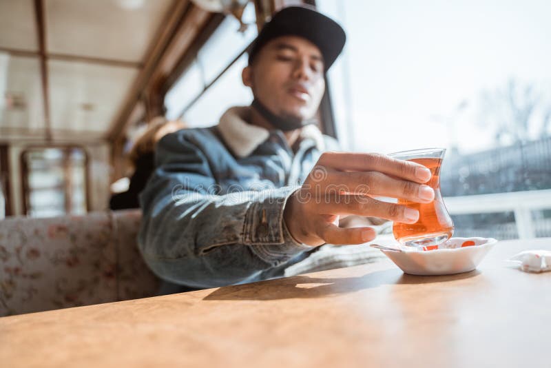 Man Sitting on a Ferry Boat Having Turkish Tea Stock Photo - Image of ...