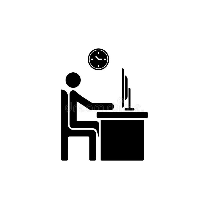 Businessman Working with Computer Illustration Icon Concept. Vector ...