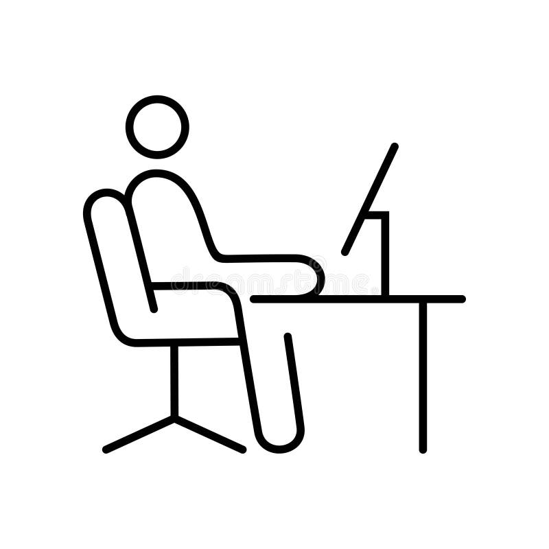 Man Sitting in Front of Computer Icon Stock Vector - Illustration of ...