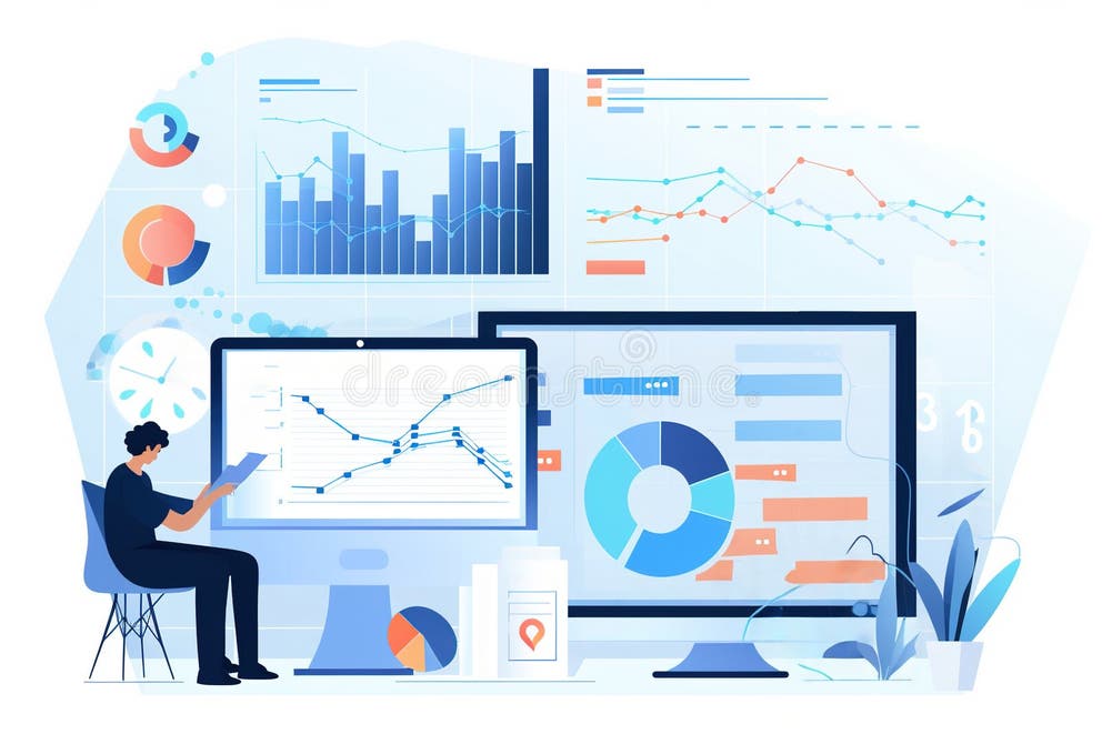 A Man Sitting in Front of a Computer Screen. AI Generative Image Stock ...