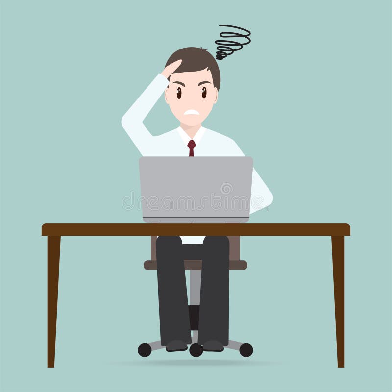 Man Sitting Front of Computer on Work Table Icon Stock Vector ...