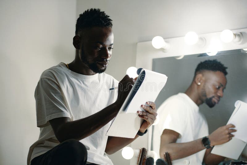 Writing Notes in Dressing Room with Mirror Lights Stock Image - Image ...