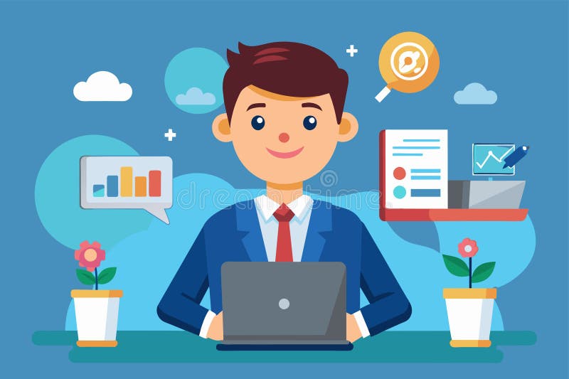 A Man Sitting in Front of a Laptop Computer, Focusing Intently on Work ...