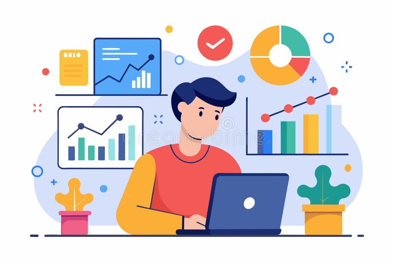 A Man Sitting in Front of a Laptop, Working on the Screen ...