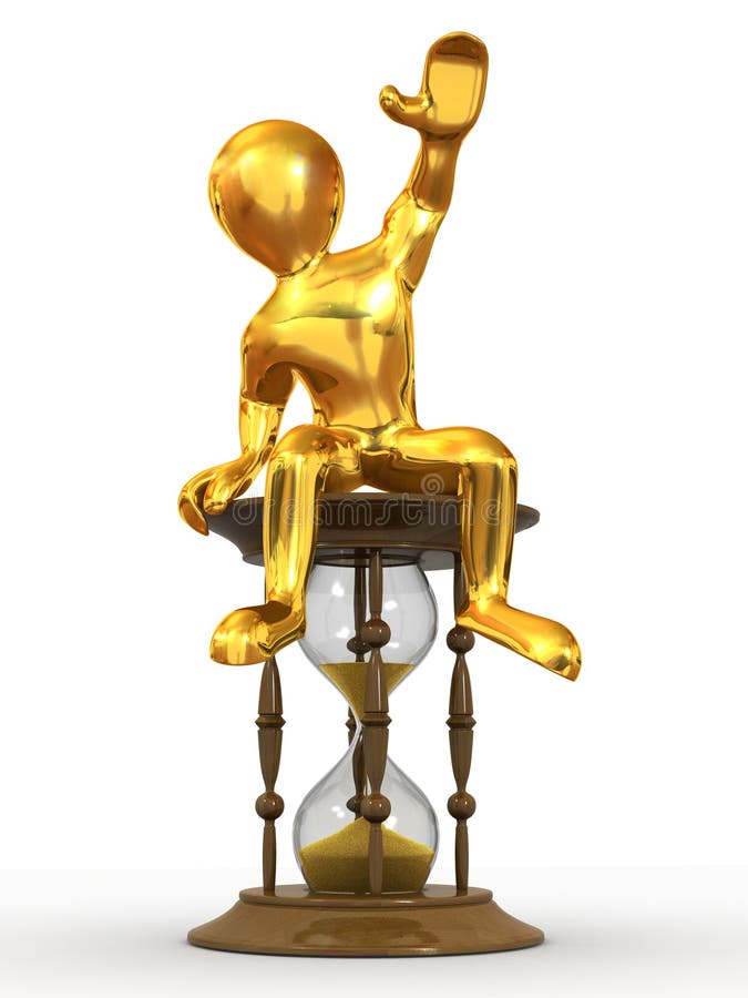 Man sitting on hourglass stock illustration. Illustration of business ...