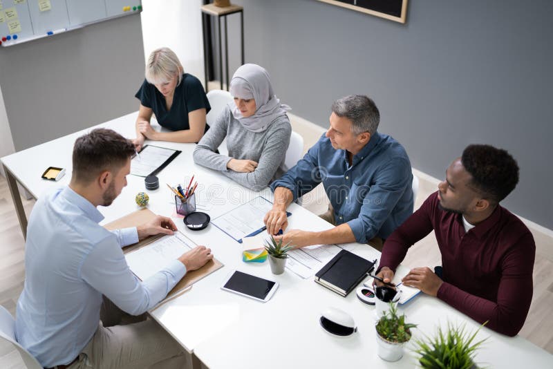 Man Sitting at Interview stock image. Image of business - 210715701