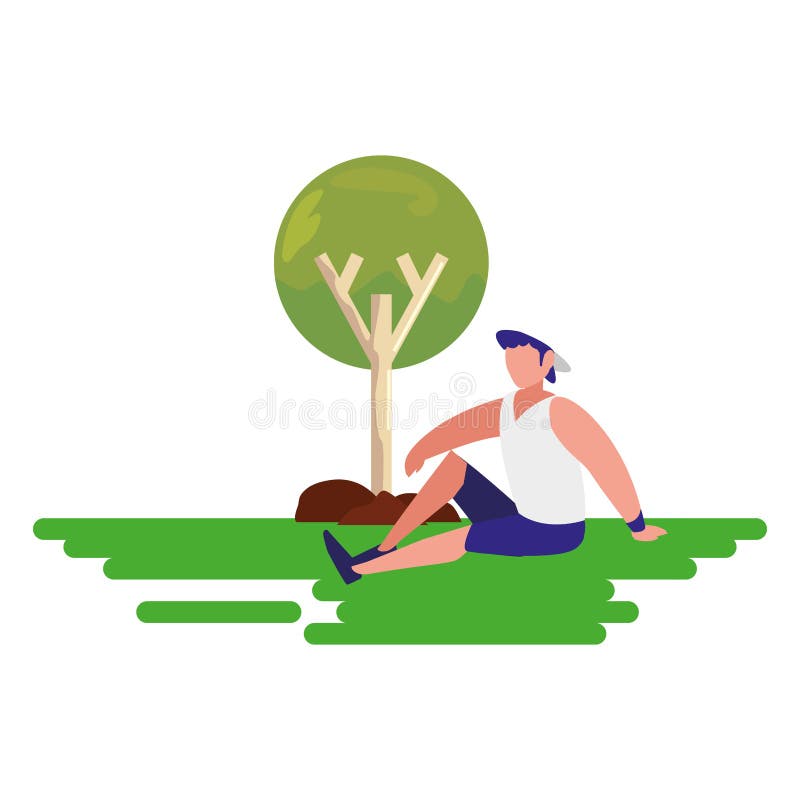 Man Sitting in the Landscape Stock Vector - Illustration of lifestyle ...