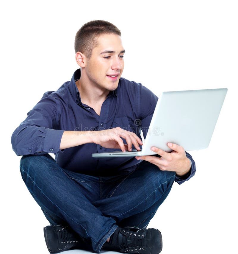 Man sitting with laptop stock photo. Image of internet - 19802554 Man sitting with laptop stock photo. Image of internet - 19802554