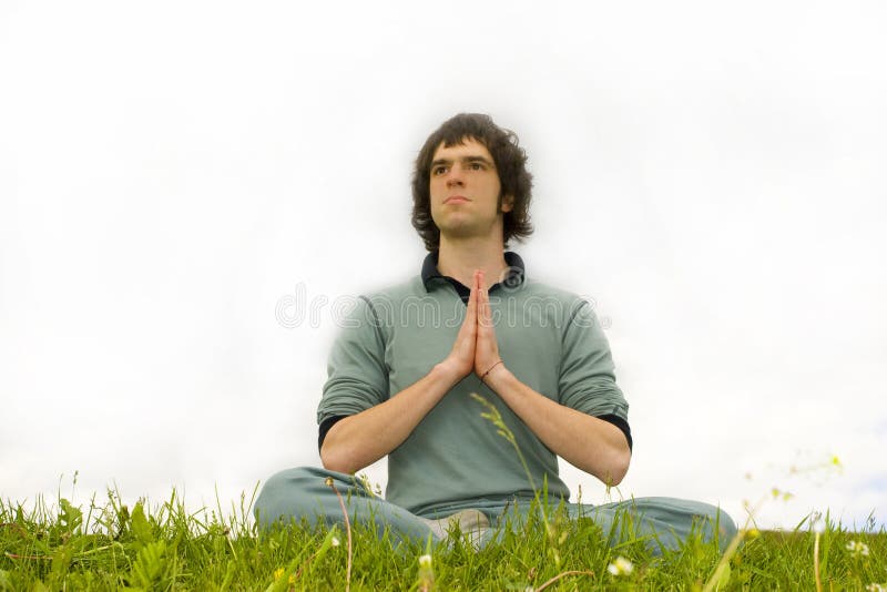 A Man Sitting In The Lotus Posture Stock Image - Image of freedom ...