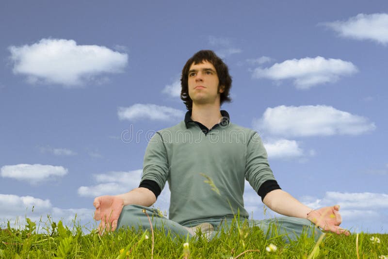 Man Sitting in the Lotus Posture Stock Image - Image of person, freedom ...