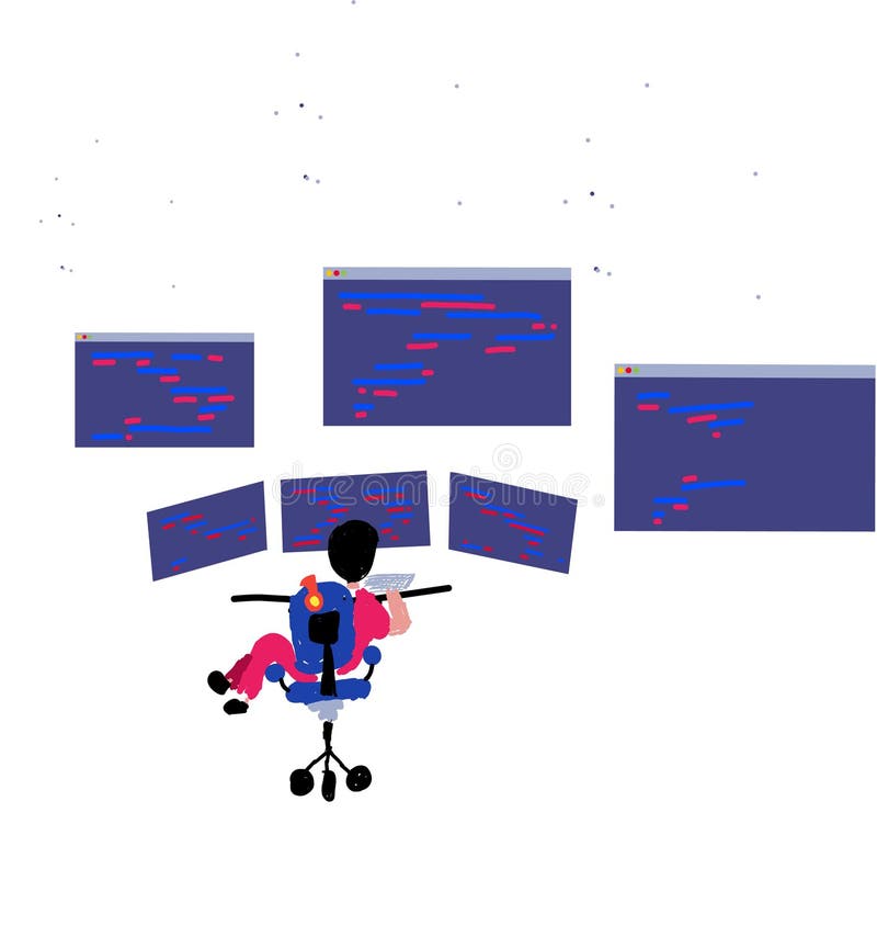 A man making program stock illustration. Illustration of sitting ...