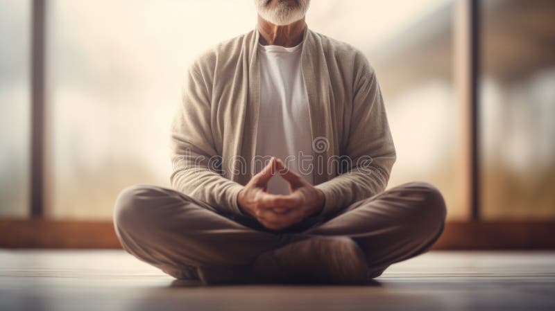 A Man Sitting in a Meditation Pose, AI Stock Image - Image of balance ...