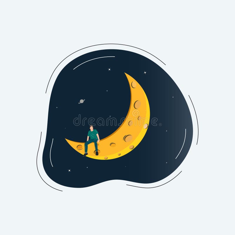 Cartoon Man Sitting Crescent Moon Stock Illustrations – 18 Cartoon Man ...