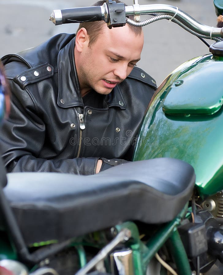 Motorcycle Man stock image. Image of rider, smile, wild - 5374109