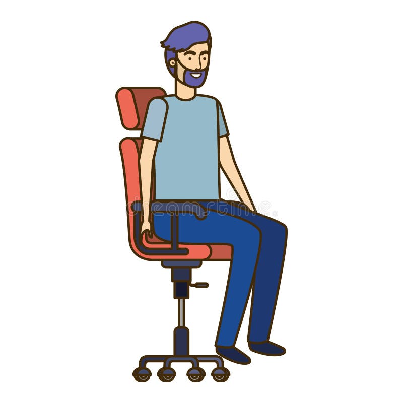 Man with Sitting in Office Chair Avatar Character Stock Vector ...