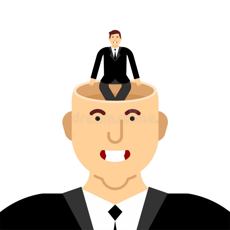 Man Sitting with Open Head. Concept Coming Up with an Idea Stock Vector ...