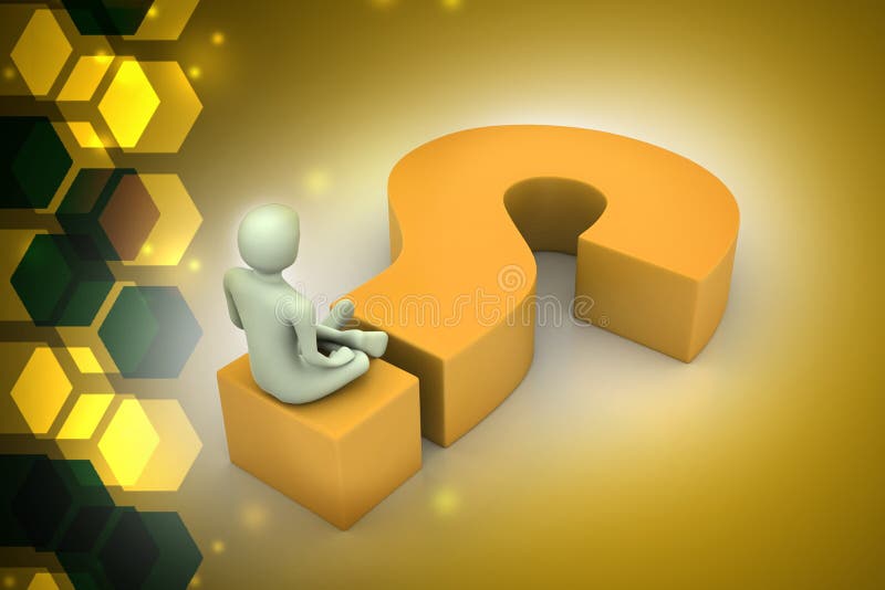 Man Sitting on a Question Mark Stock Illustration - Illustration of ...