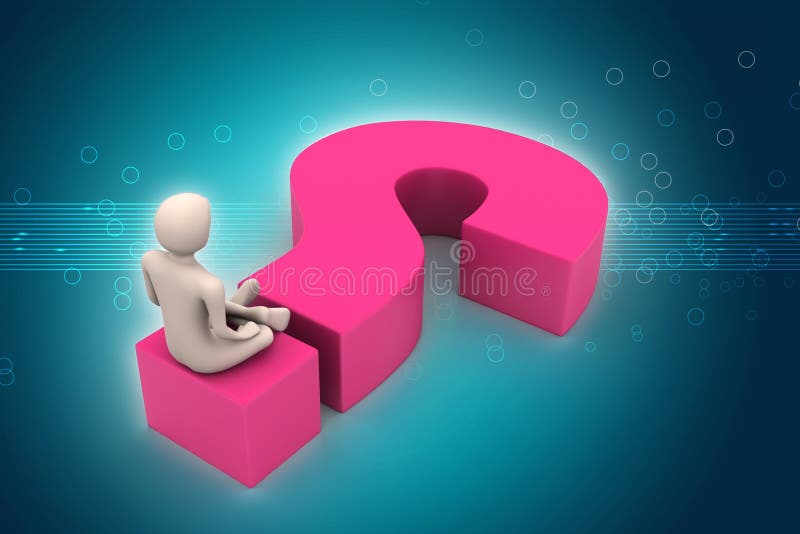 Man Sitting on a Question Mark Stock Illustration - Illustration of ...