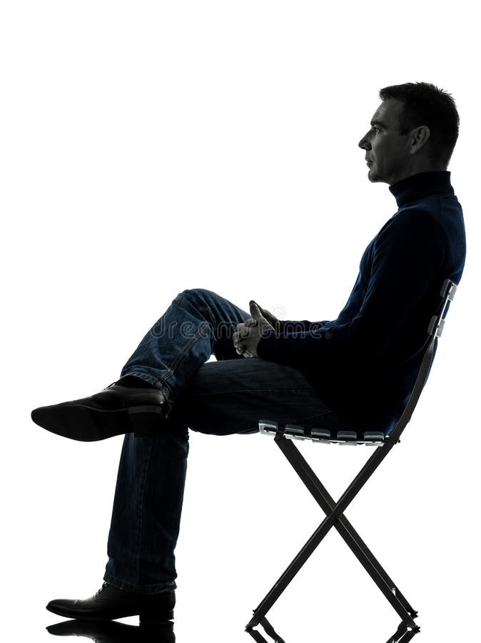 Man Sitting Side View Silhouette Full Length Stock Photo - Image of ...