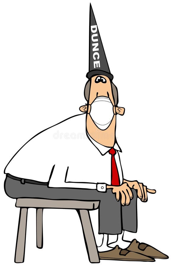 Dunce Hat Man on Stool stock vector. Illustration of drawing - 18851854