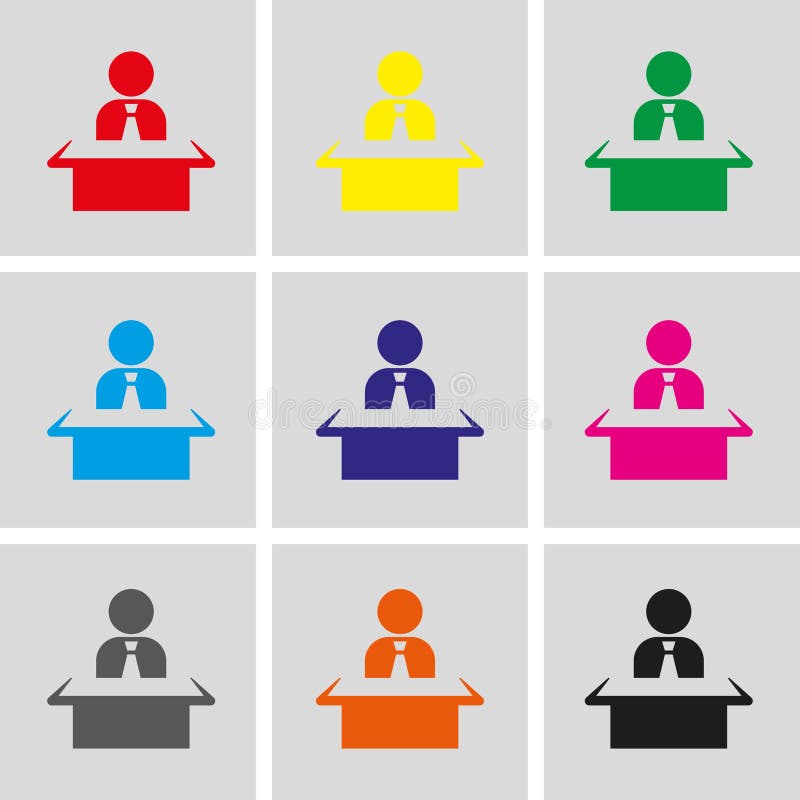 Man Sitting at the Table Icon Stock Vector Illustration Flat Design ...