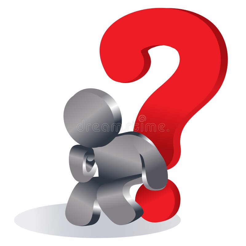Man Sitting in Thought Next To a Red Question Mark, Symbol, Isolated ...
