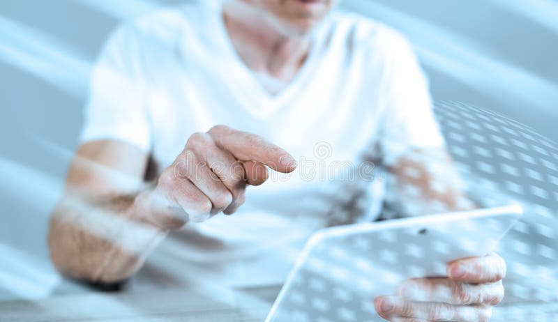 Tablet using; light effect stock photo. Image of modern - 160191588