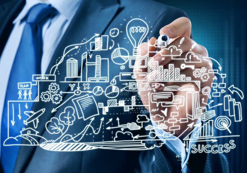 Man Sketching Business Ideas Stock Photo - Image of boss, manager: 78117714