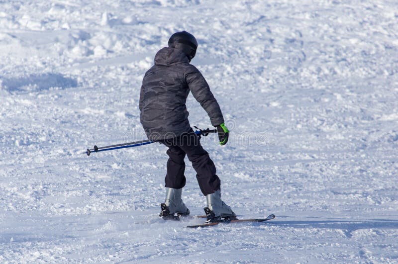 Man Skiing in the Snow in Winter Stock Image - Image of winter ...