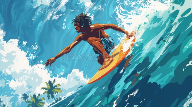 Man Riding Surfboard on Top of Wave Stock Photo - Image of adventure ...