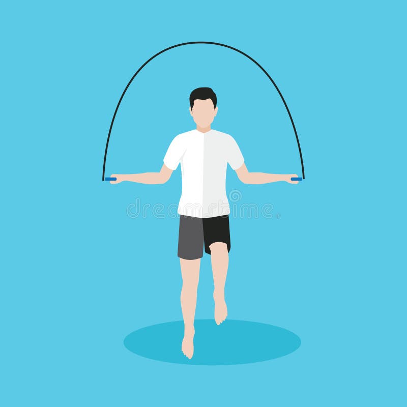 Man Jumping with Skipping Rope. Vector Illustration Decorative Design ...