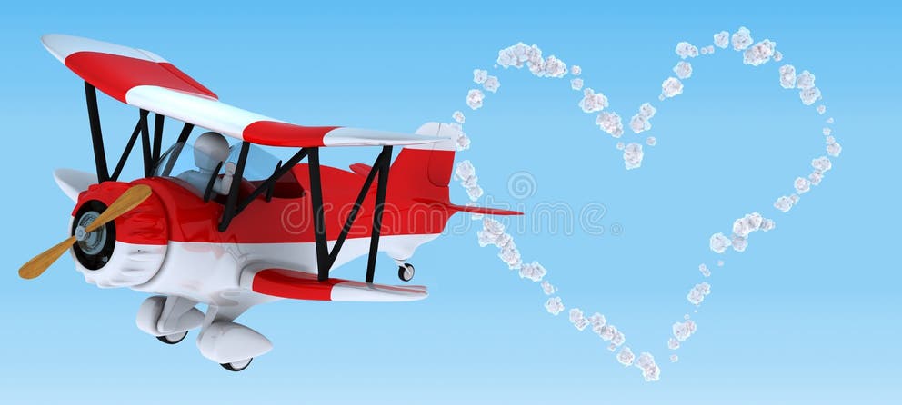 Man Sky Writing in a Biplane Stock Illustration - Illustration of ...