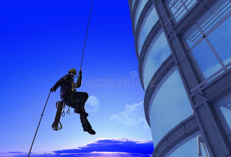 Man on a skyscraper stock illustration. Illustration of shopping - 17814262