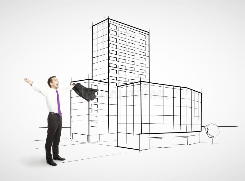 Man and skyscraper stock image. Image of elegance, drawing - 28922083