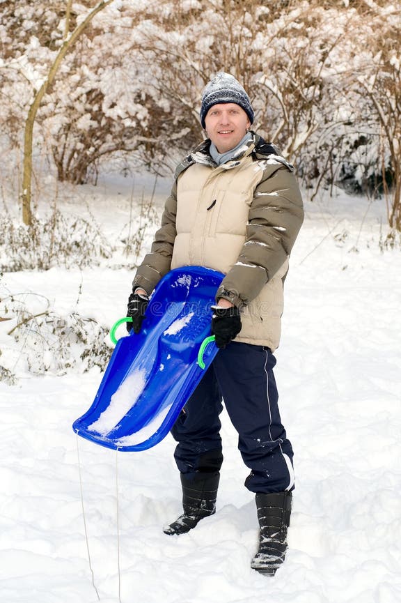 Man with sledge stock photo. Image of leisure, caucasian - 12776848