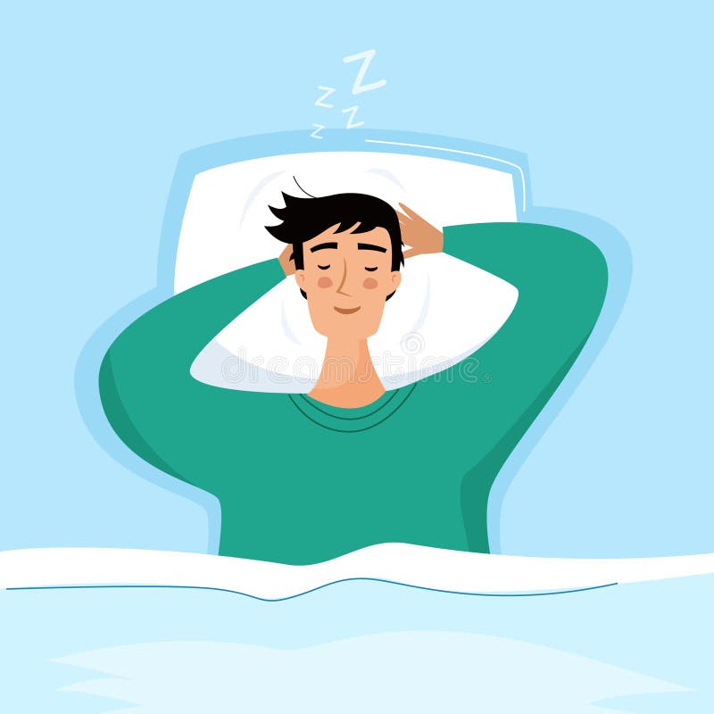 Man sleep in bed. stock vector. Illustration of beautiful - 185753548
